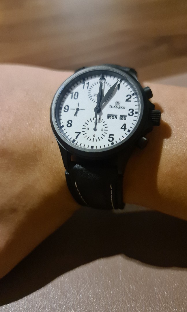 Damasko dc57 black pilot watch, Luxury, Watches on Carousell