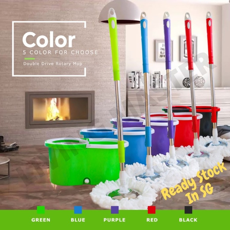 Easy Spin Mop with Stainless Steel Basket & Wheels Multiple Colour [2 ...