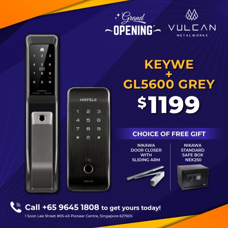 (HDB APPROVED!) : KEYWE 360 X Hafele digital gate lock, Furniture ...