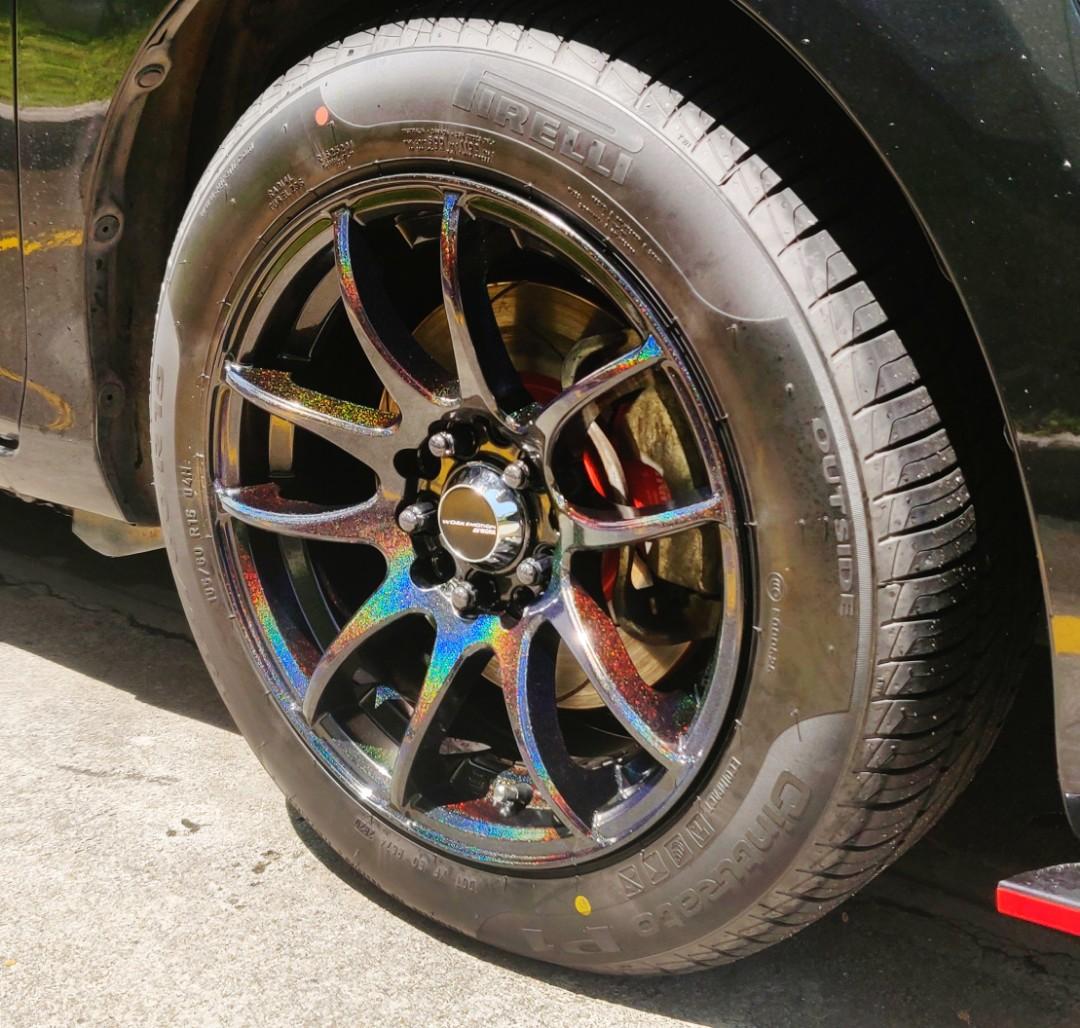Holographic black rims spray, Car Accessories, Tyres & Rims on Carousell