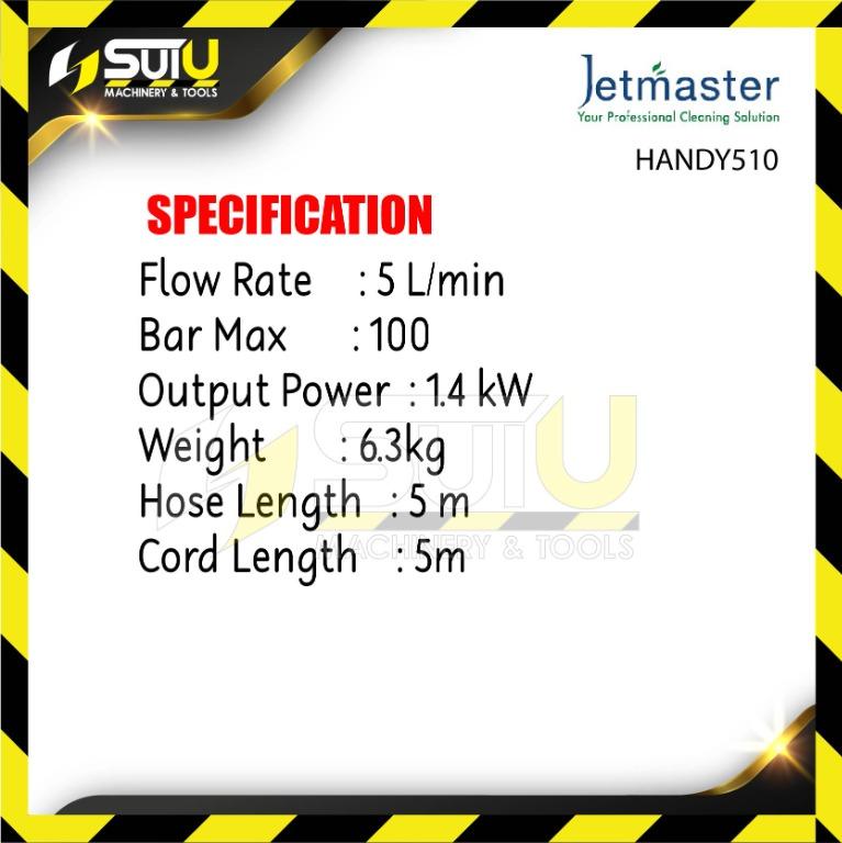 Jetmaster HANDY 510 High Pressure Cleaner / Water Jet, TV & Home ...