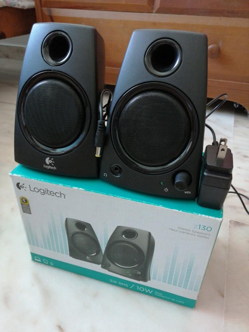 Logitech 3.5mm Jack Compact Laptop Speakers, Black (Z130), Audio ...