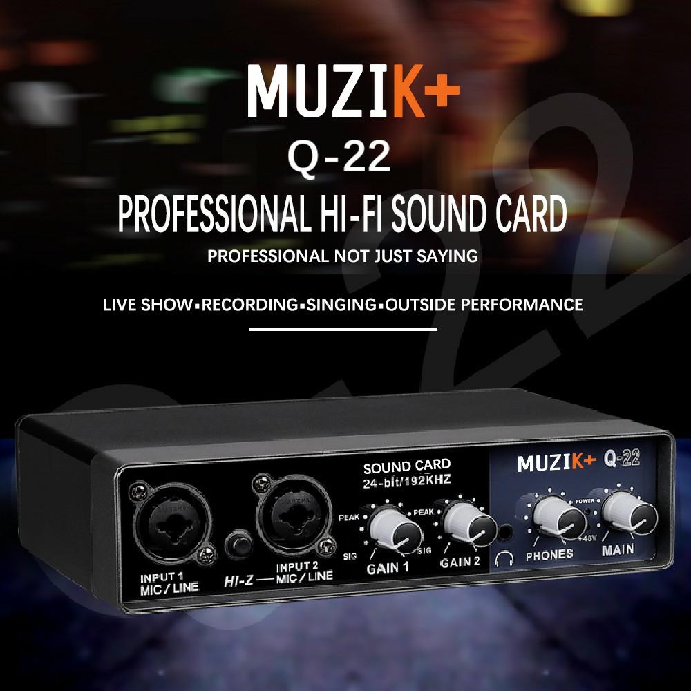 Muzik+ Q22 Sound Card + Audio Mixer Premium Sound Card Professional Hi ...