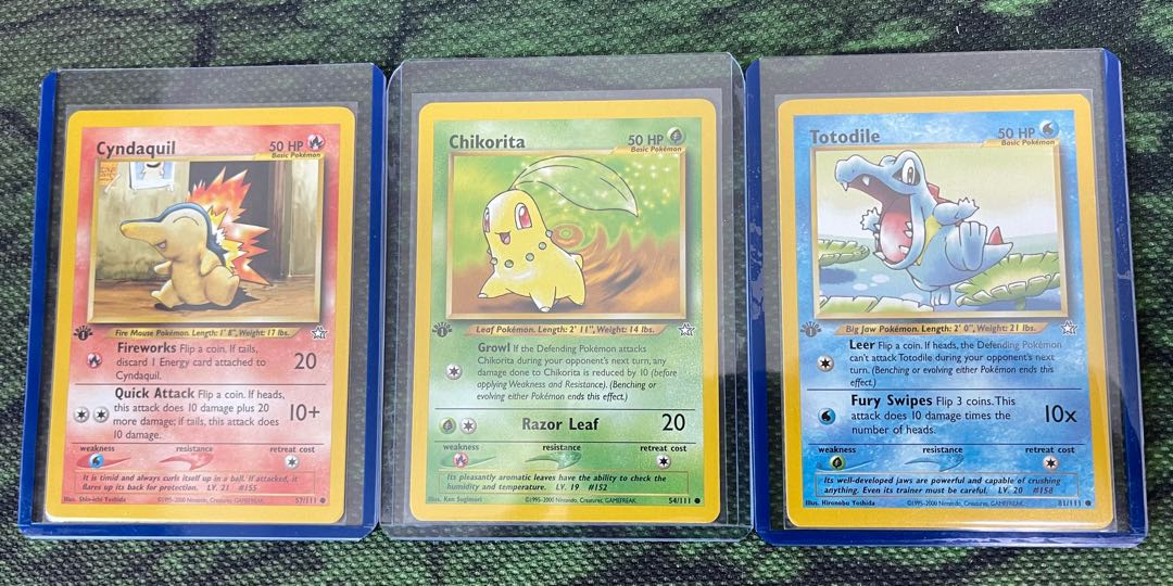 Pokemon Neo Genesis starter Pokemon first edition (set of 3), Hobbies ...