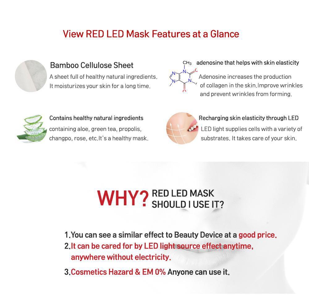 REJU21 World’s First Red LED Mask [5Sheets], Beauty & Personal Care ...