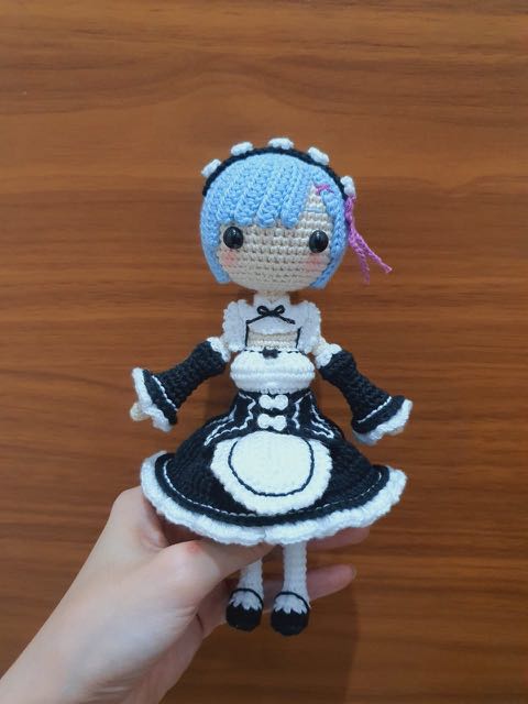 Rem Re:Zero Girl Handmade Crochet Doll, Hobbies & Toys, Stationery ...
