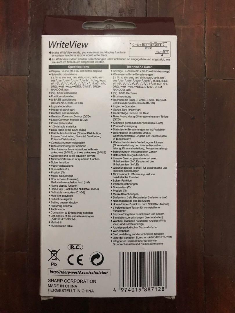 SHARP Scientific Calculator EL-W506T-GY, Mobile Phones & Gadgets, Other Gadgets on Carousell