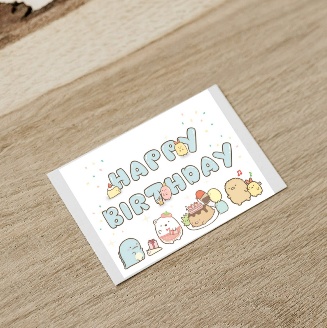 Sumikko Gurashi Birthday Card, Hobbies & Toys, Art & Prints on Carousell