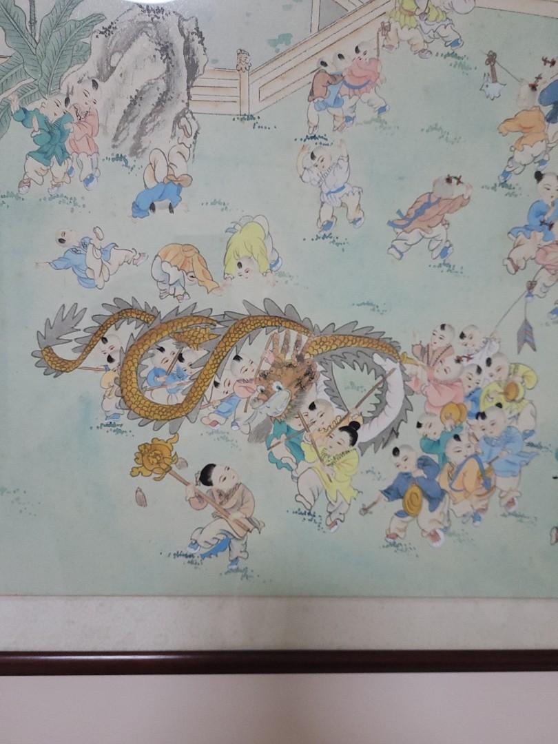 Chinese Paint百子图 Bai Zi Tu, Furniture & Home Living, Home Decor, Frames & Pictures on Carousell