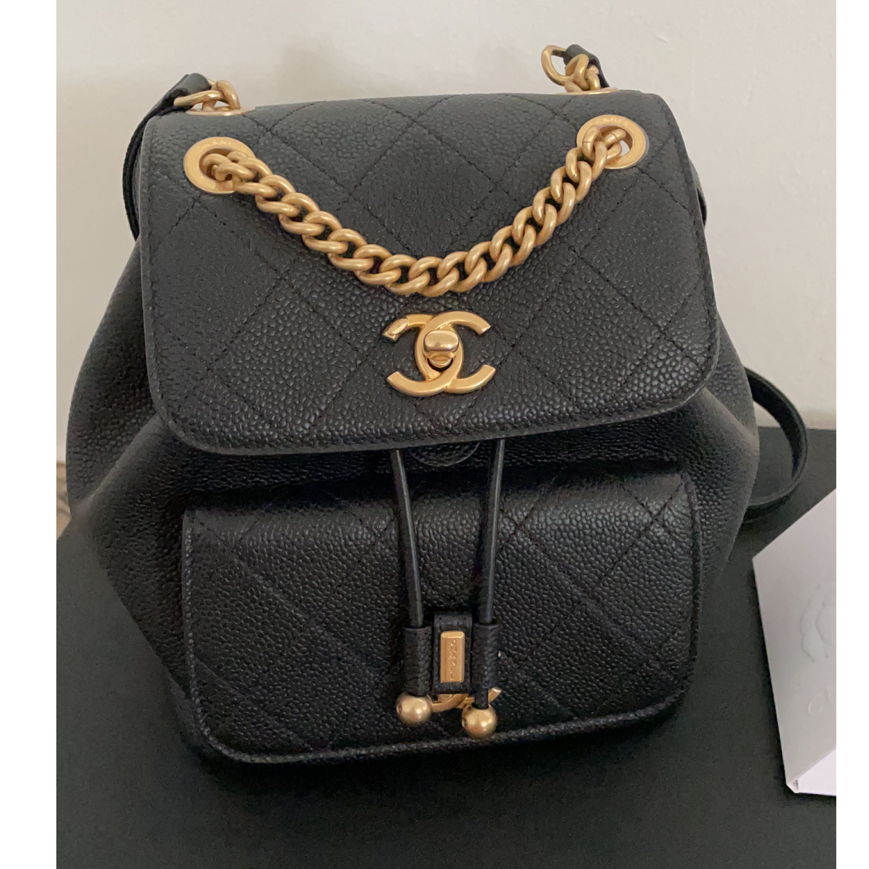 Chanel Mini Backpack in Black Caviar Aged GHW, Women's Fashion, Bags ...