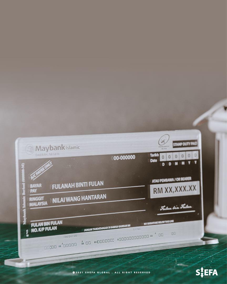 Mockup Cek Hantaran Acrylic, Hobbies & Toys, Stationery & Craft, Handmade Craft on Carousell