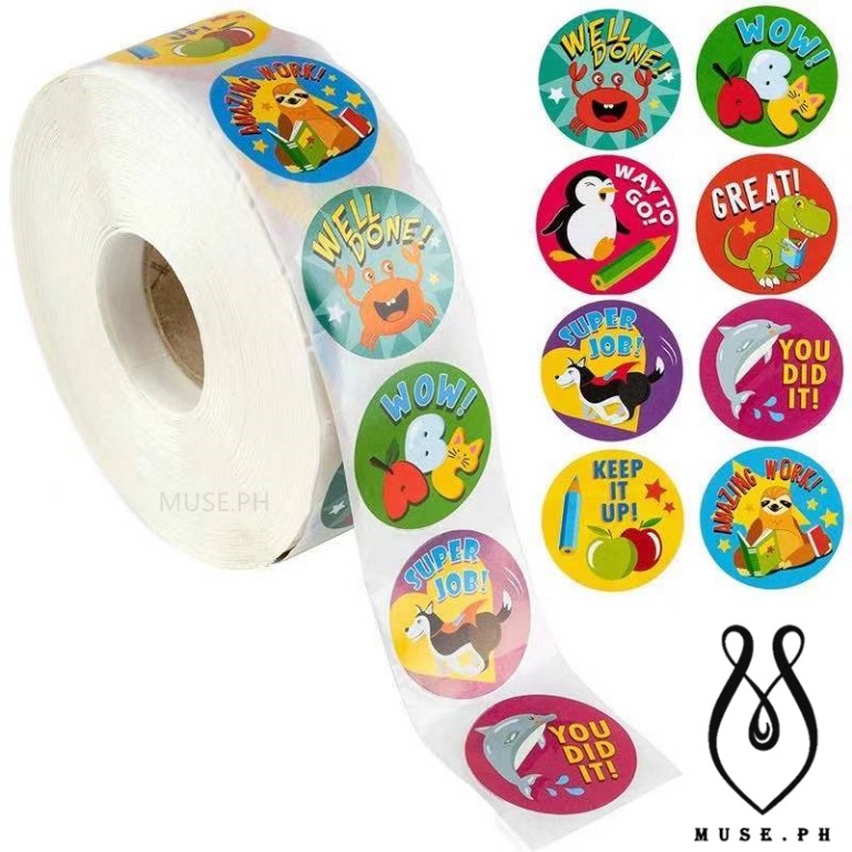 MUSE.PH 500 pcs/roll cute cartoon animals reward stickers for teacher ...