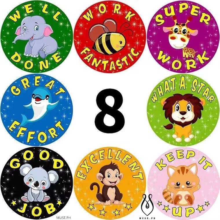 MUSE.PH 500 pcs/roll cute cartoon animals reward stickers for teacher ...