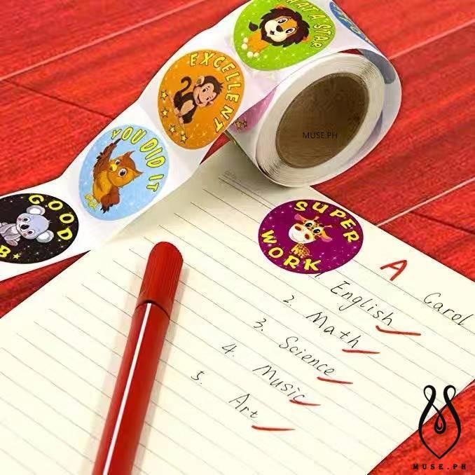 MUSE.PH 500 pcs/roll cute cartoon animals reward stickers for teacher ...
