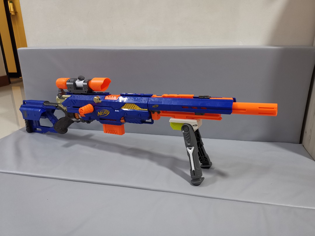Nerf longstrike Cs 6 with bipod and 3rd party scope, Hobbies & Toys ...