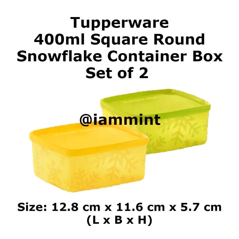Tupperware 400 ml Snowflake Square Round Container Box Set of 2 ...