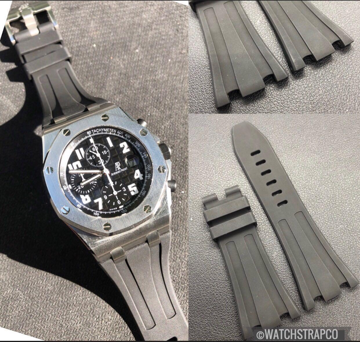 Ap offshore rubber strap (BLACK) , Men's Fashion, Watches & Accessories ...