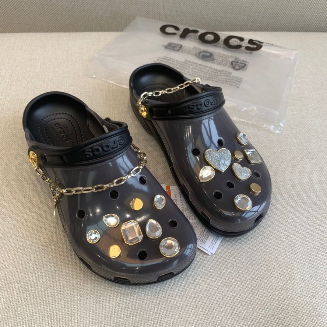 Crocs crystal translucent hole shoes, Women's Fashion, Footwear ...