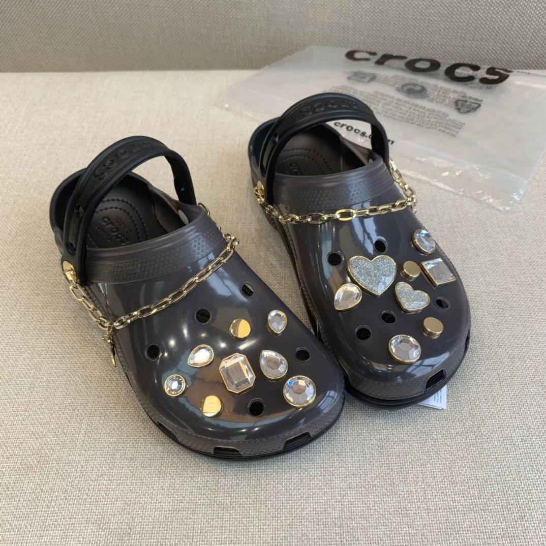 Crocs crystal translucent hole shoes, Women's Fashion, Footwear ...