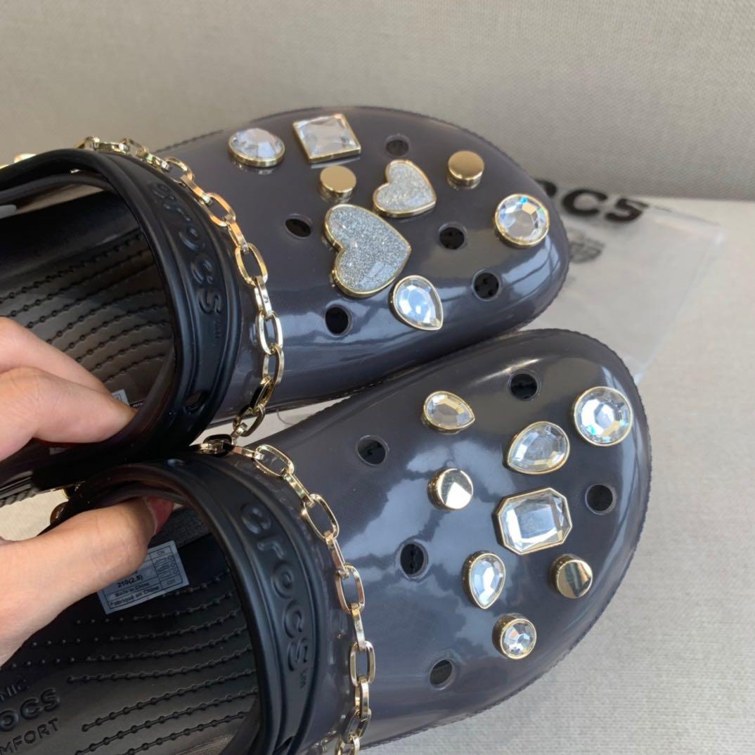 Crocs crystal translucent hole shoes, Women's Fashion, Footwear ...