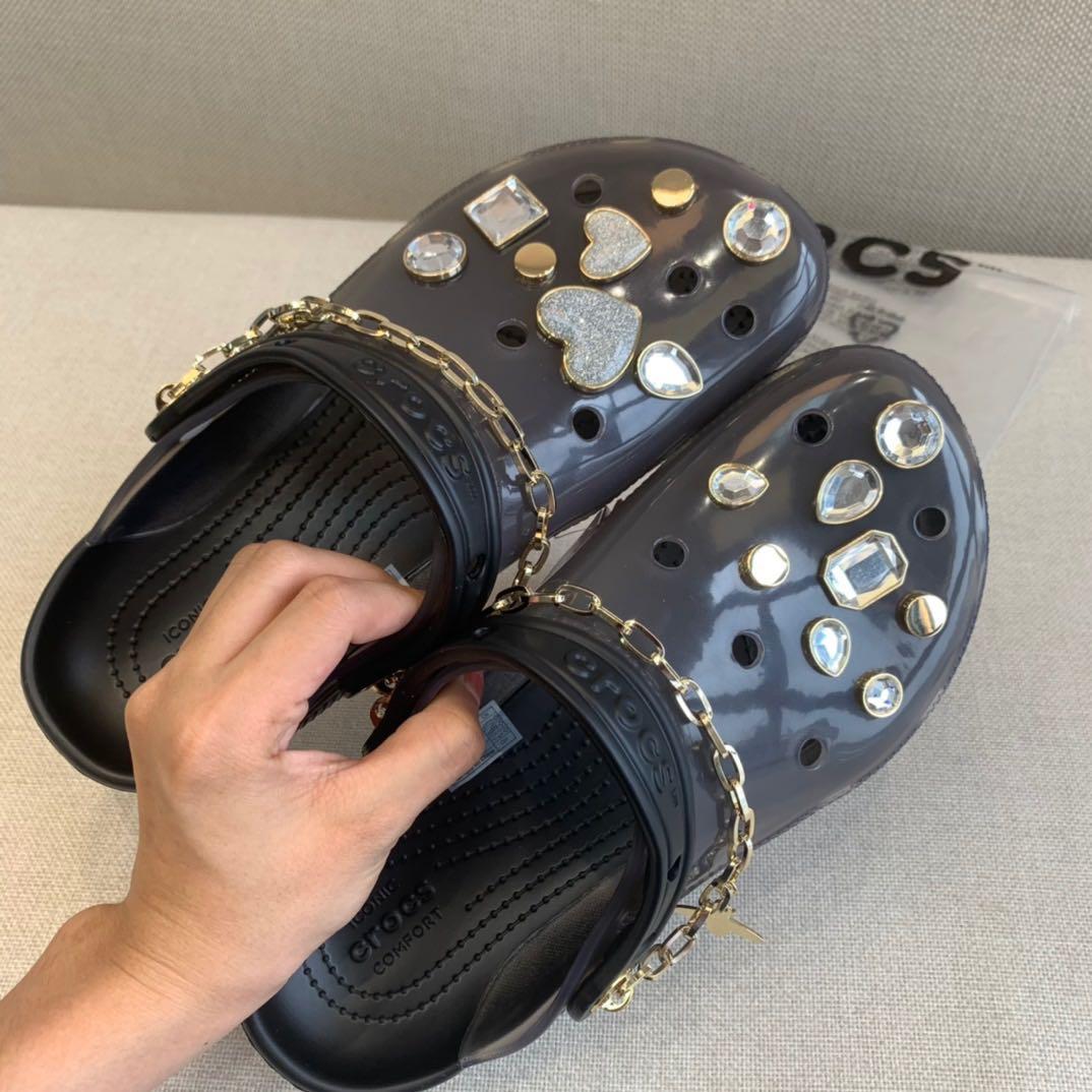 Crocs crystal translucent hole shoes, Women's Fashion, Footwear ...