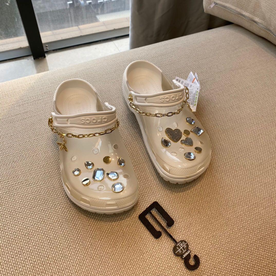 Crocs crystal translucent hole shoes, Women's Fashion, Footwear ...