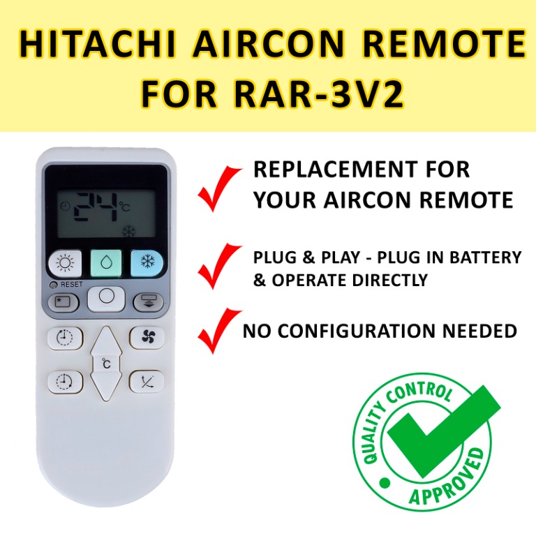 Hitachi Aircon Remote Control for RAR-3V2 RAR-2P2 RAR-3U1, TV & Home ...