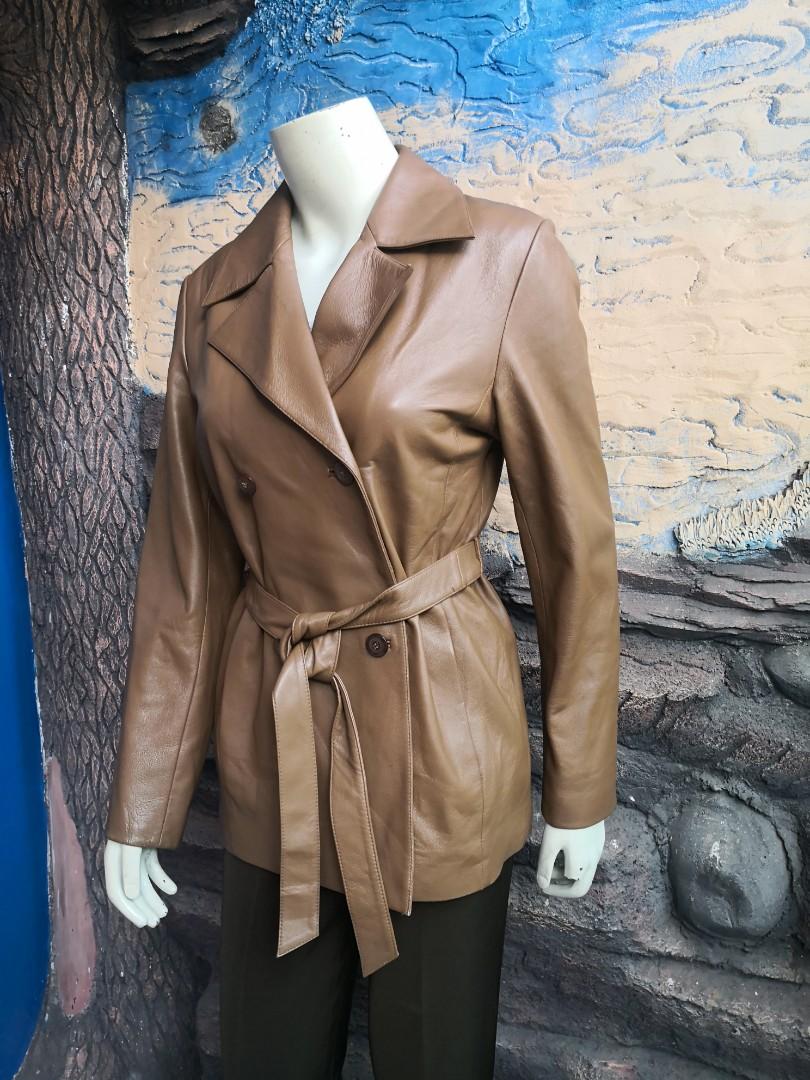 Long Coat Double Kancing Jaket Kulit Domba Asli Sepaha Coklat Caramel ...