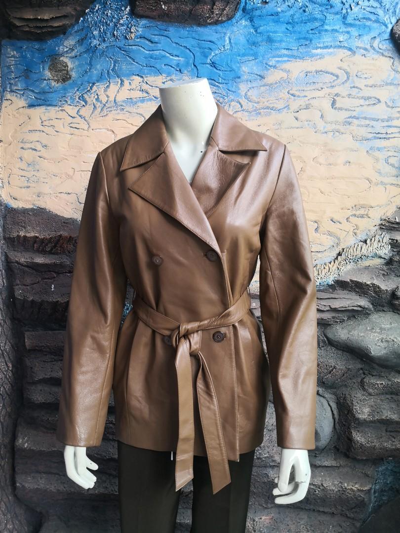 Long Coat Double Kancing Jaket Kulit Domba Asli Sepaha Coklat Caramel ...