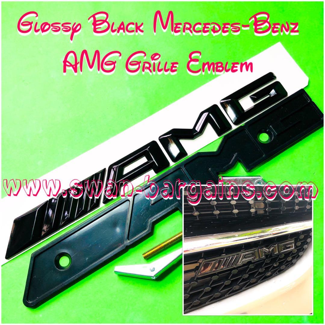 Mercedes Benz Various Designs Chrome Glossy Red Black Finish AMG Logo ...