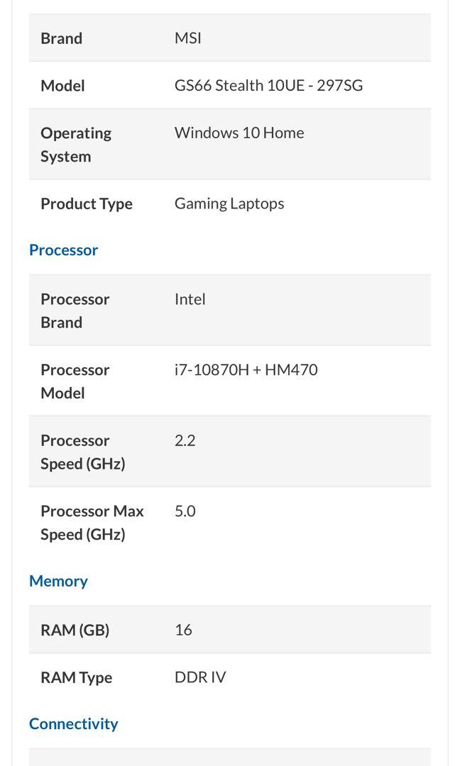 MSI G66 STEALTH, Computers & Tech, Laptops & Notebooks on Carousell