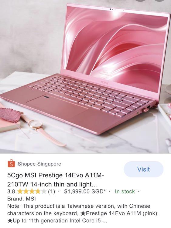 Msi pink rose gold prestige laptop, Computers & Tech, Laptops ...