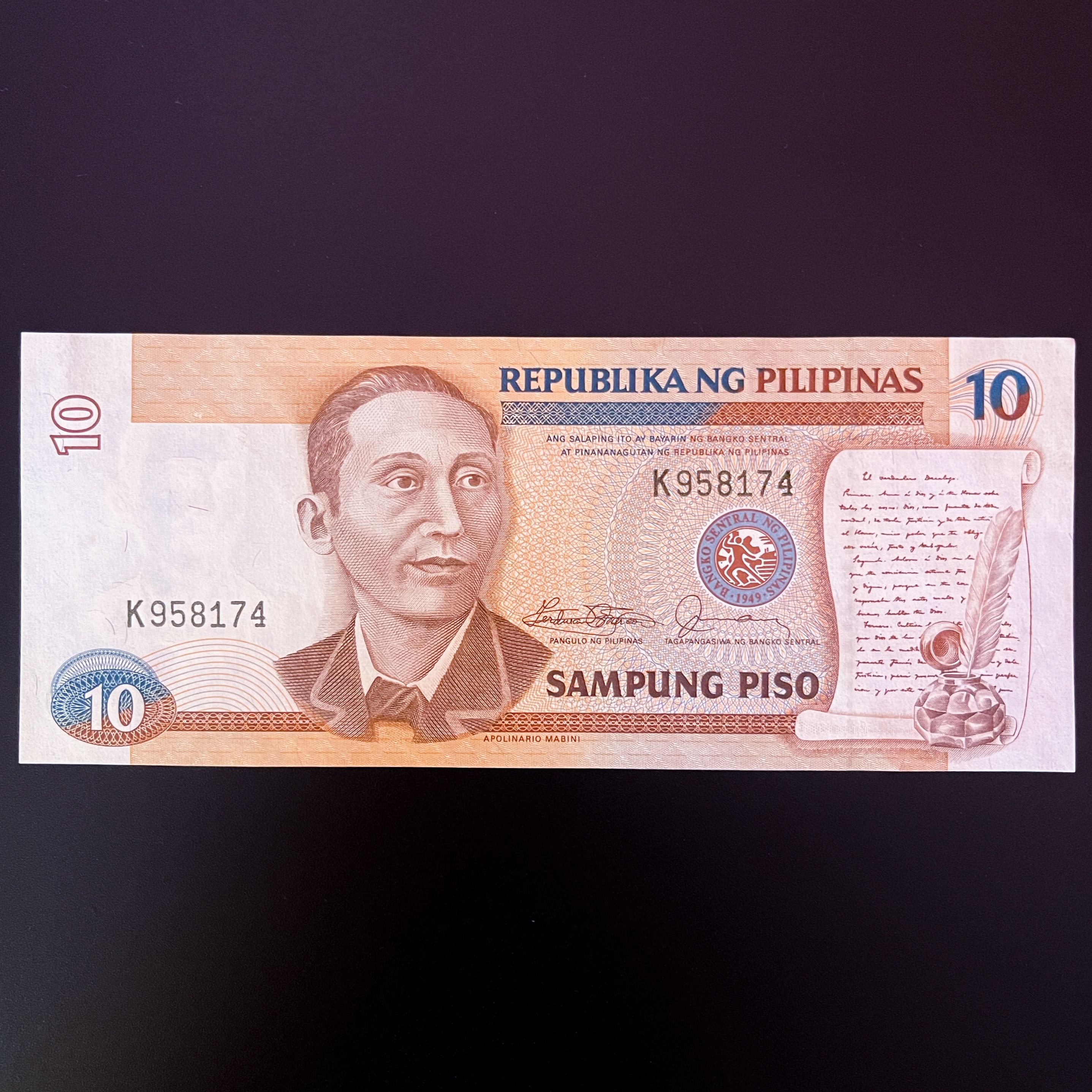 Philippines 10 Piso New Design Series (Marcos sign.), Hobbies & Toys ...