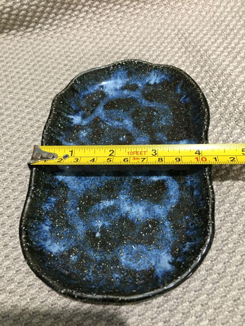 Rectangular curved shape saucer-speckled stoneware ceramic, Furniture ...