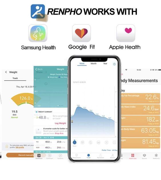 RENPHO Bluetooth Body Fat Scale with APP,Smart Digital Bathroom Scale ...