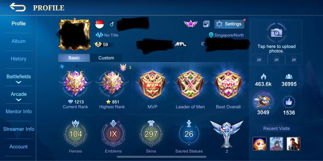 Selling top tier mlbb account with 292 skins!, Video Gaming, Video ...