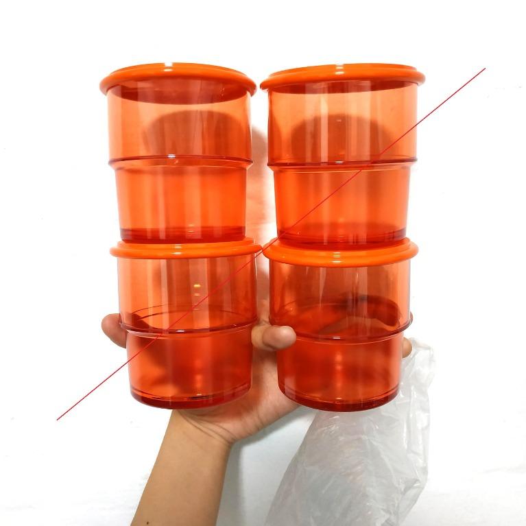 Tupperware 250 ml Elegant Crystal Low Glass Round Cup Mug Container Set ...