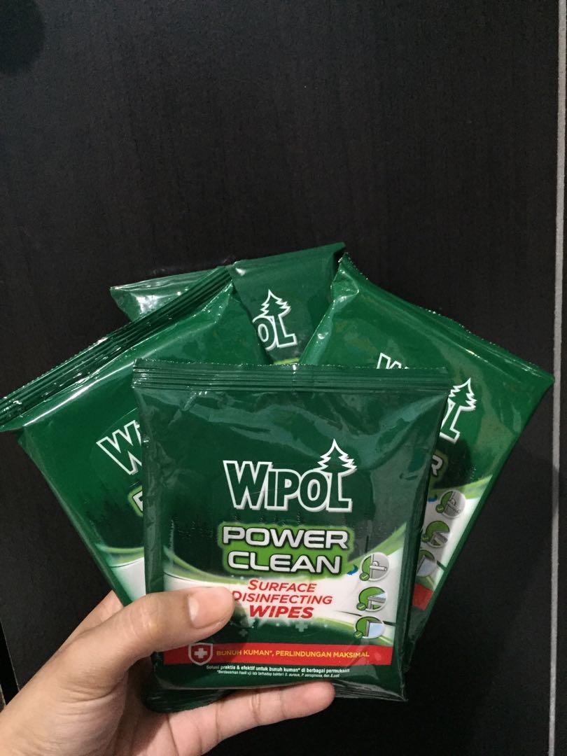 Wipol tisu basah / wipol power clean disinfecting wipes, Kesehatan ...
