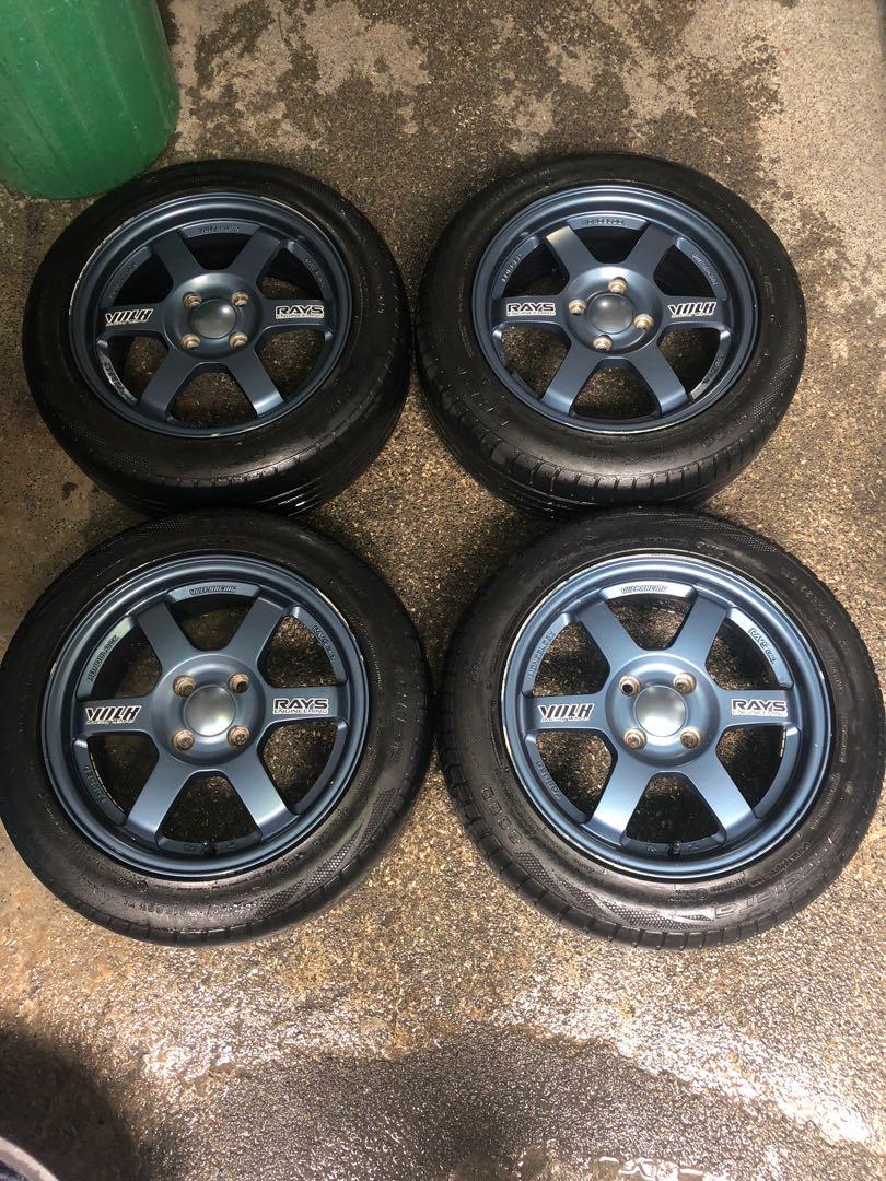 15s Volk Racing Rays Engineering TE37 (Thailand made) with Tires, Car Parts & Accessories, Mags ...