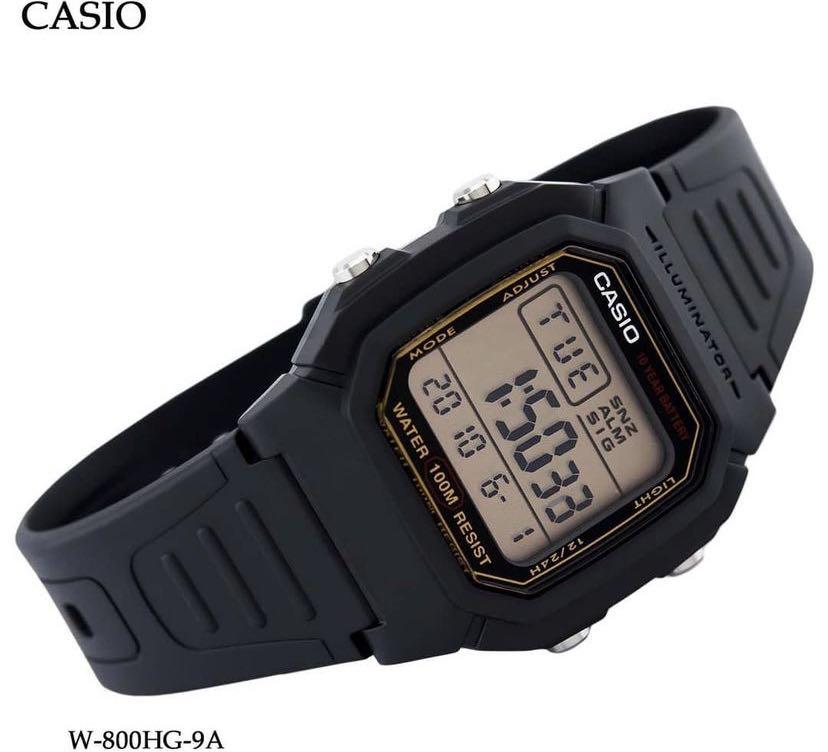 Casio W-800HG-9A Illuminator Digital Quartz Watch W800HG-9A Black Strap W800 Brand New, Men's ...