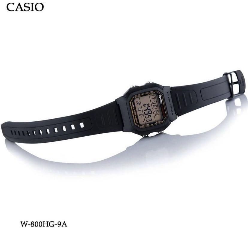 Casio W-800HG-9A Illuminator Digital Quartz Watch W800HG-9A Black Strap W800 Brand New, Men's ...