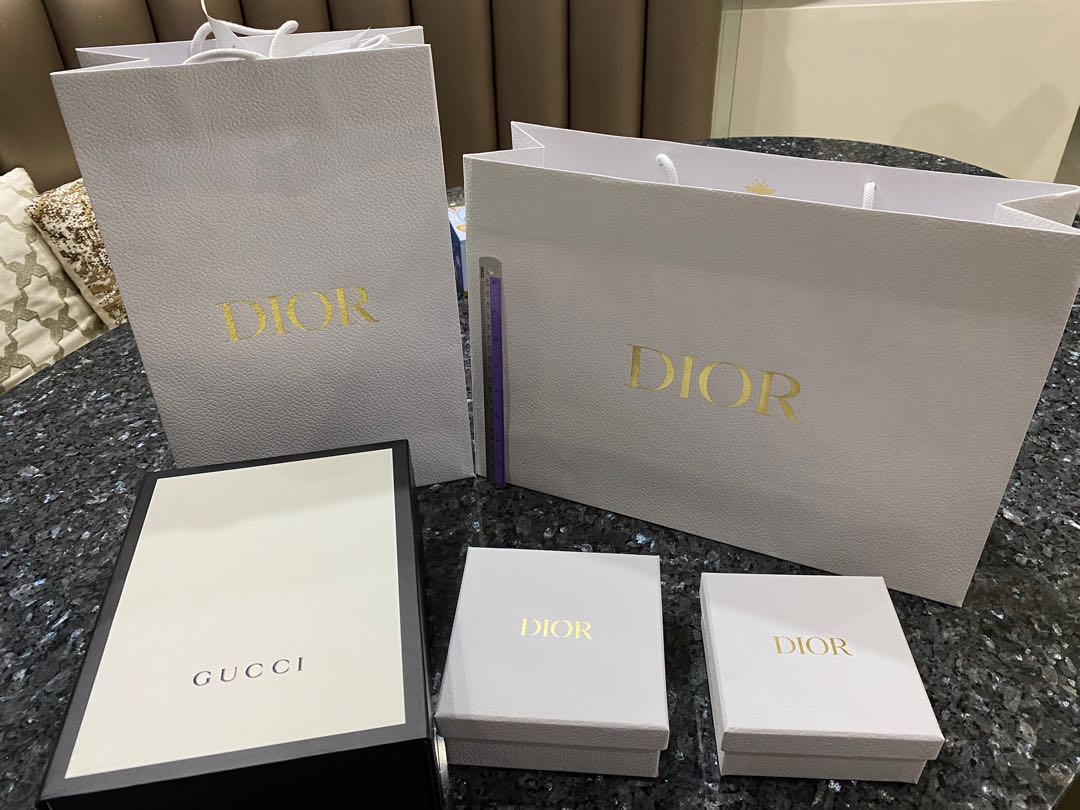 Dior & Gucci paper bags and boxes, Everything Else on Carousell
