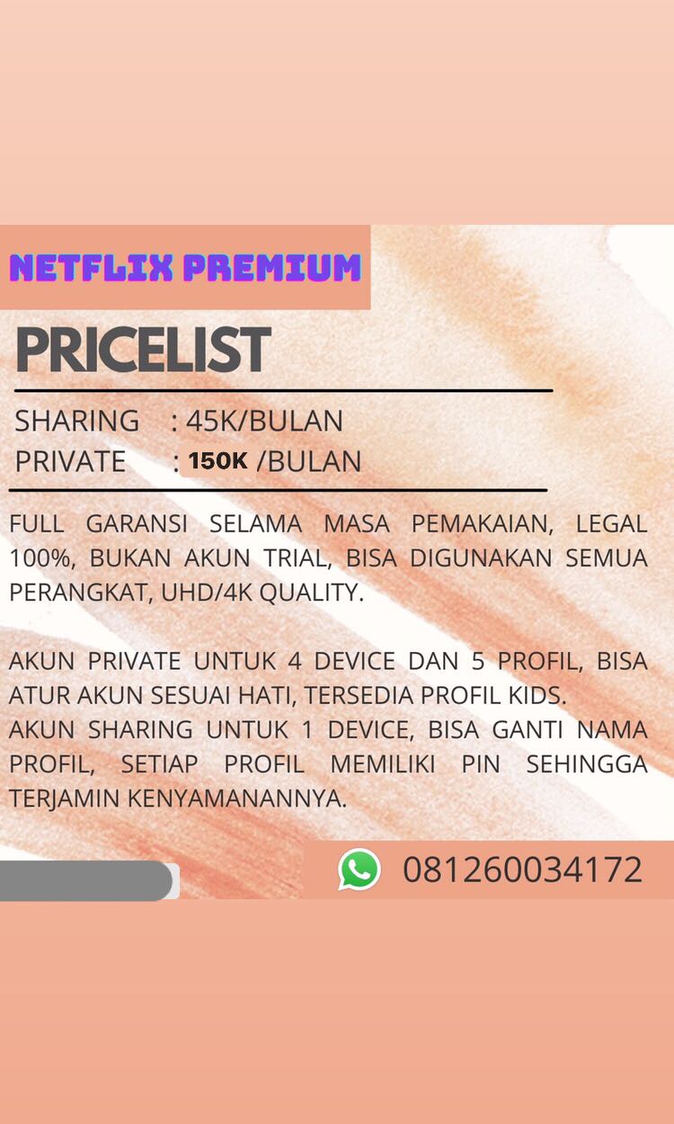 Netflix Private/Sharing, Jasa, Lainnya di Carousell