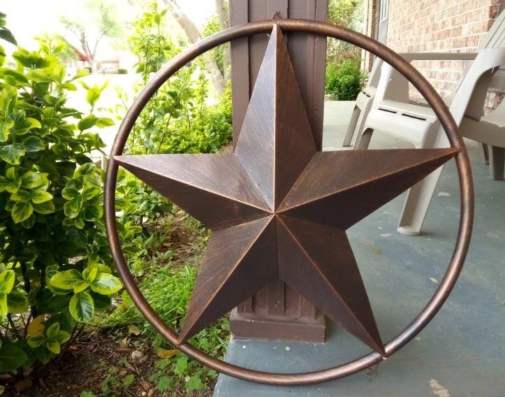 Vintage Barn Lone Star with Solid Ring Oversized 3D Star Parol Metal ...