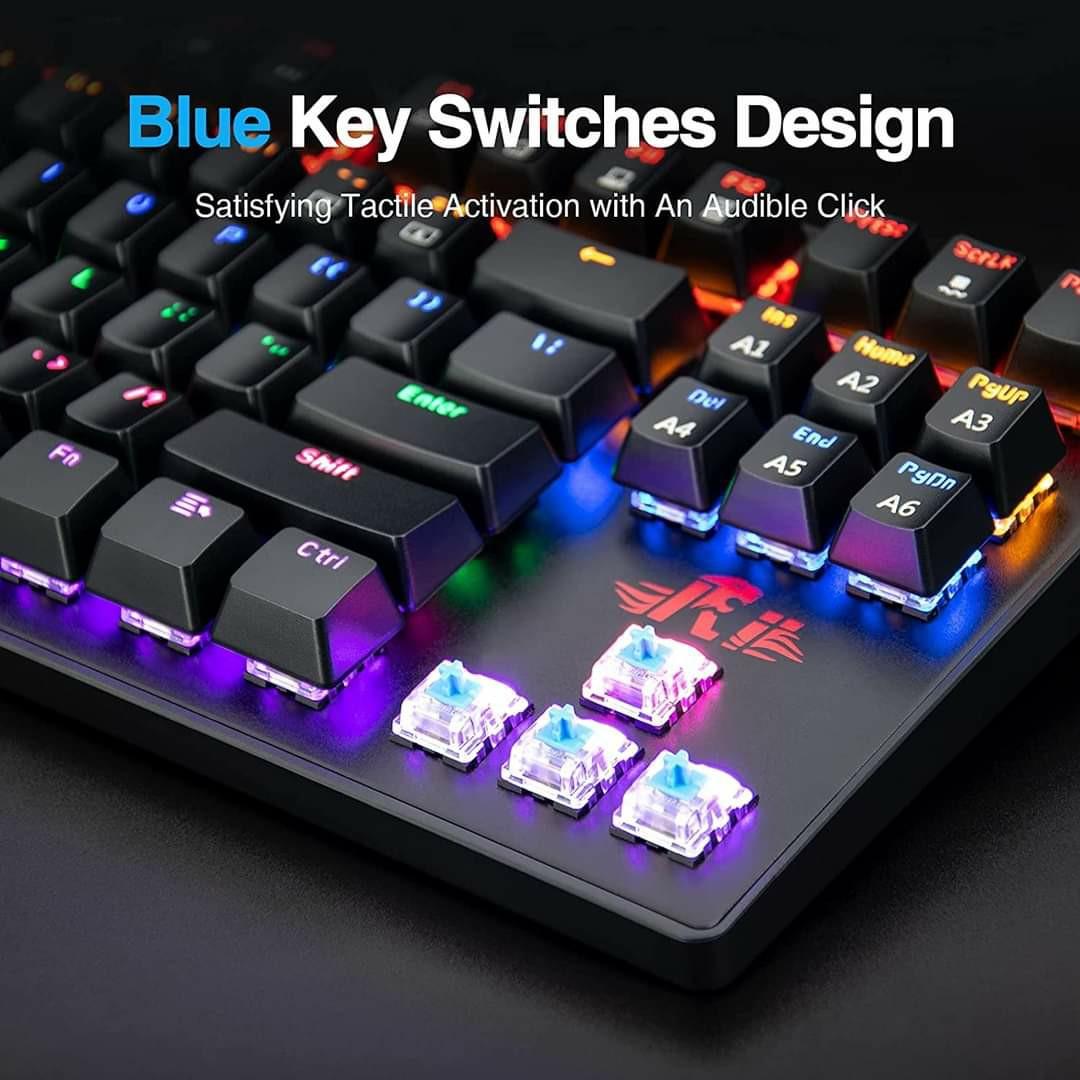Rii RK908 Mechanical Gaming Keyboard RGB LED Rainbow Backlit Wired ...