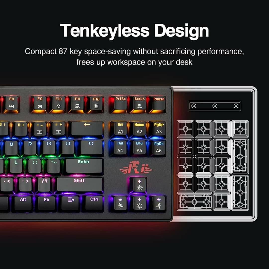 Rii RK908 Mechanical Gaming Keyboard RGB LED Rainbow Backlit Wired ...