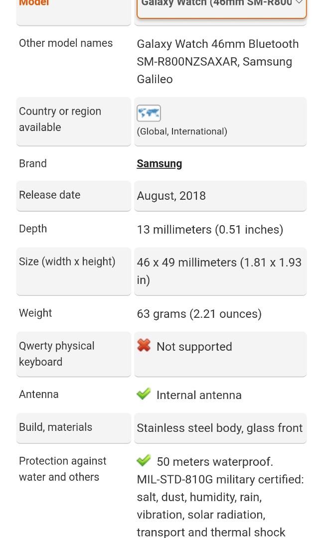 Samsung Galaxy Watch SMR800, Mobile Phones & Gadgets, Wearables & Smart ...