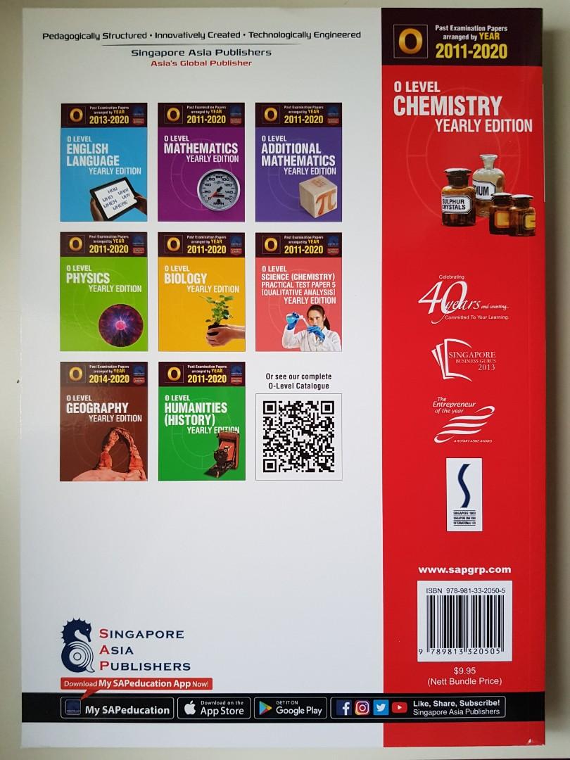 SAP O Level Pure Chemistry / Physics 2011-2020 Yearly TYS, Hobbies ...