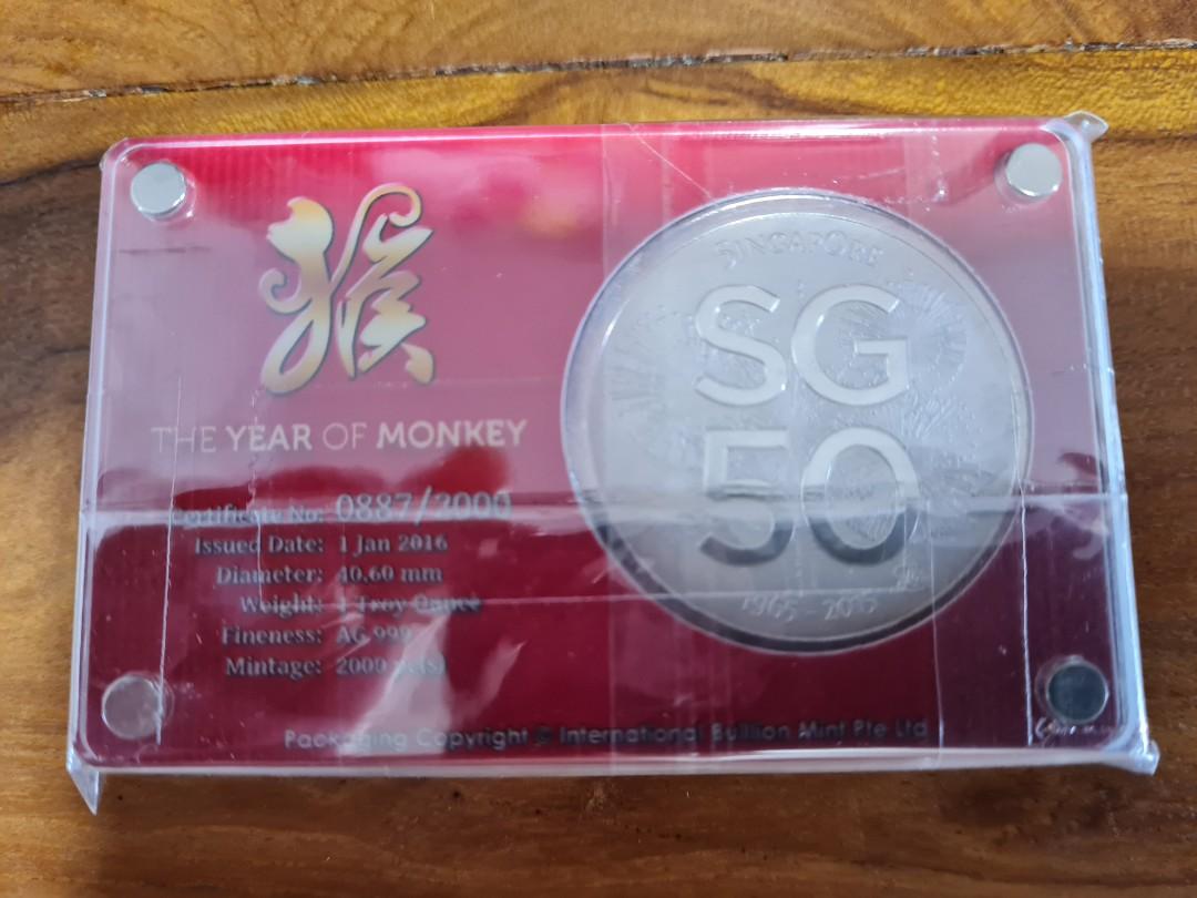 1 oz sg 50 monkey silver coin, Hobbies & Toys, Memorabilia ...