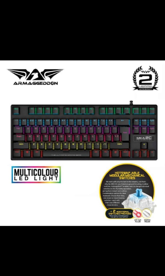 Armaggedddon MKA-2C Psychraven Blue Switch Mechanical Gaming Keyboard ...